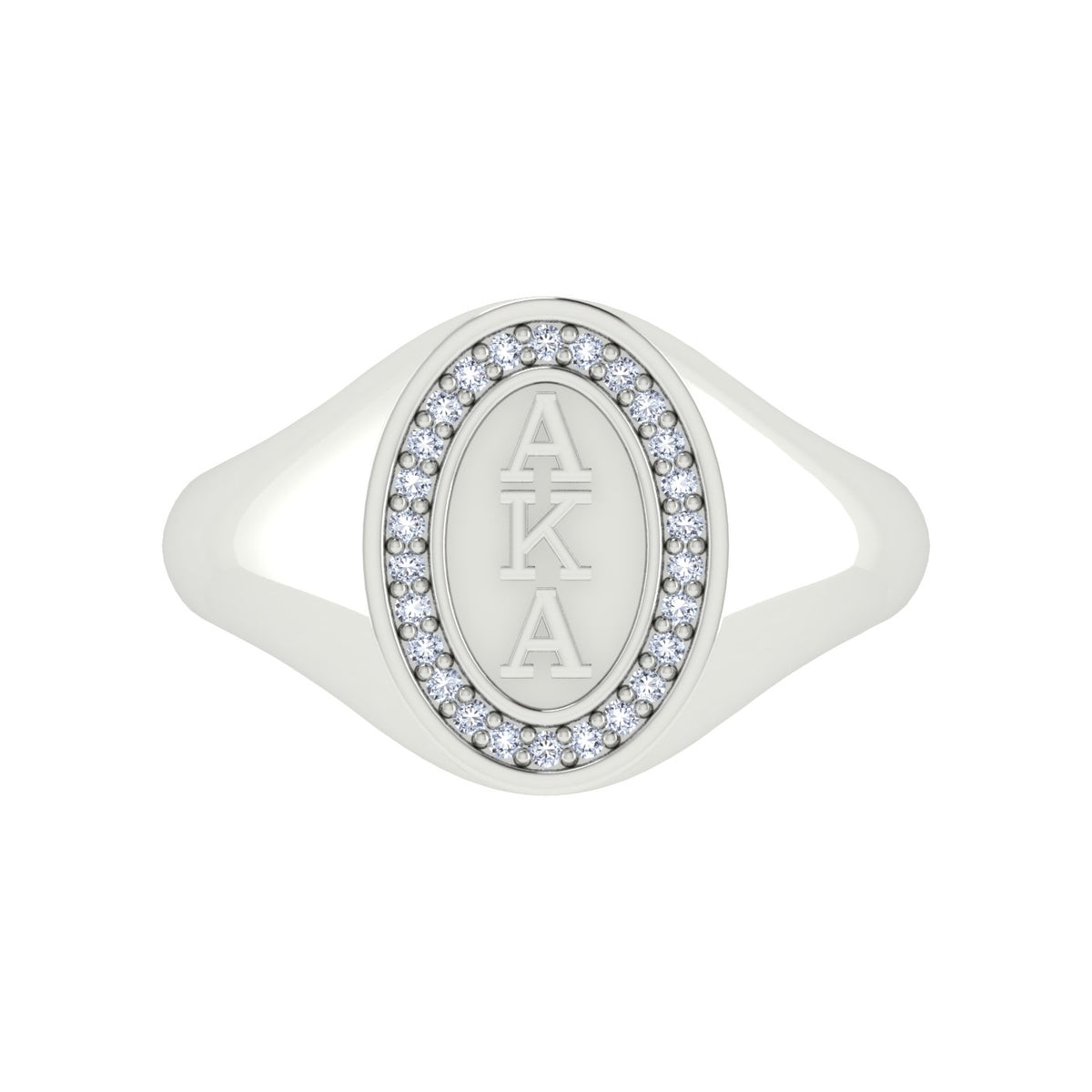 Alpha Kappa Alpha Oval Shape Ring Sterling Silver Cubic Zirconia (R018