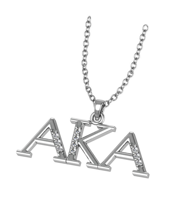 Alpha Kappa Alpha Horizontal Letter Sterling Silver Necklace (P003)